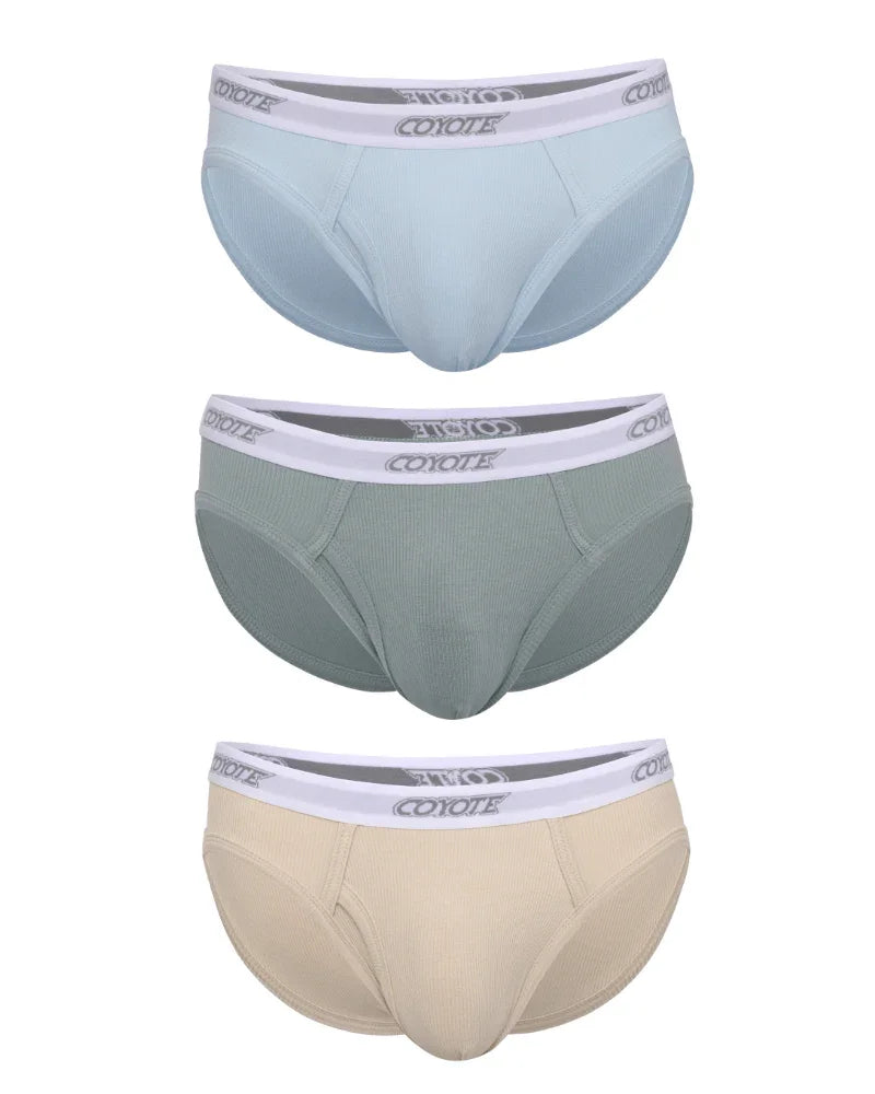 Cotton Rib Color Fly Front Brief 3-Pack | Mens Multipacks | Coyote Jocks