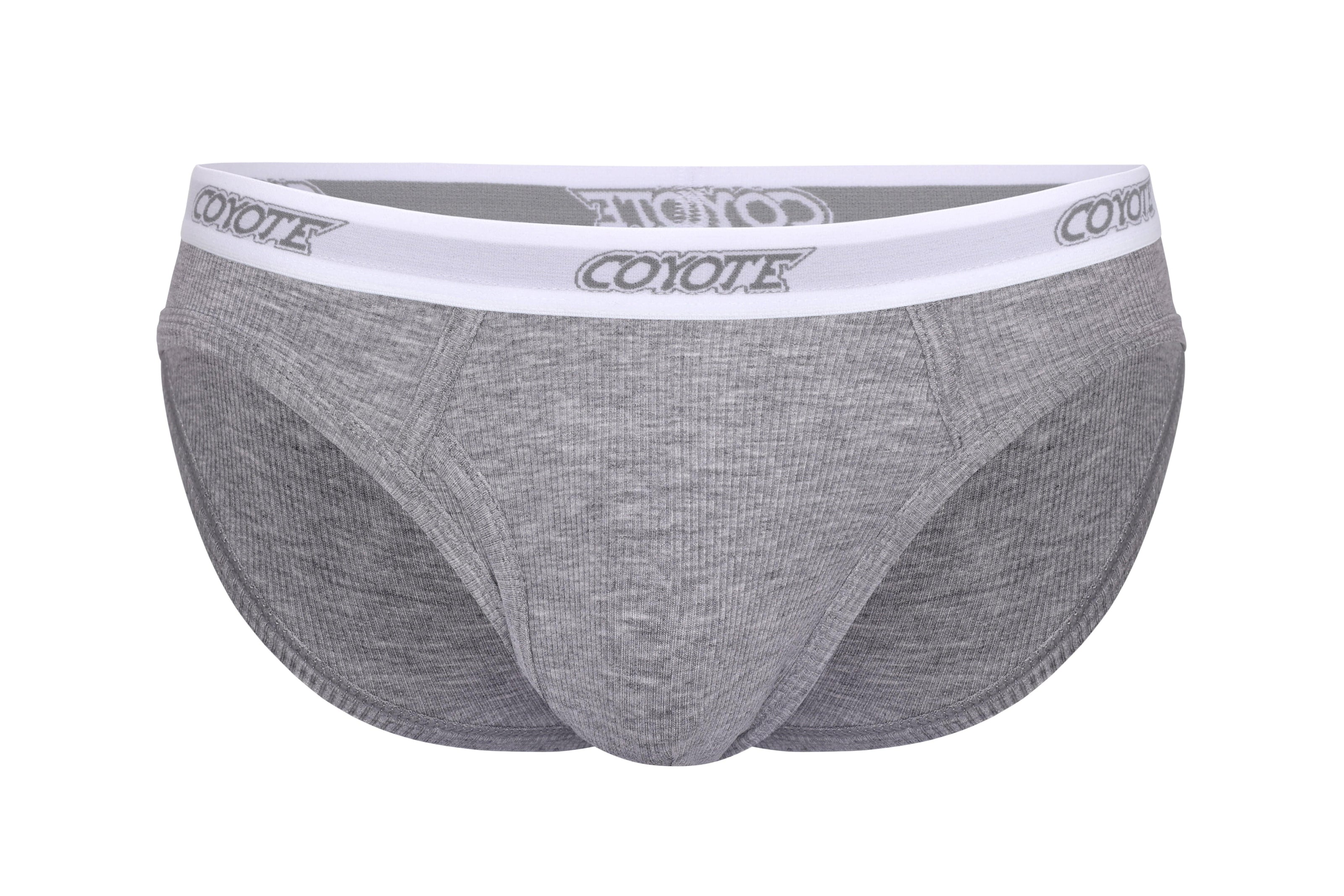 Cotton Rib Fly Front Brief: Heather Grey | Mens Underwear | Coyote Jocks