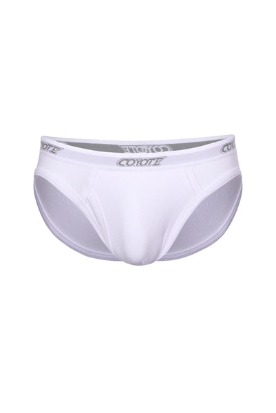 Cotton Rib Fly Front Brief: Pure White | Mens Underwear | Coyote Jocks ...
