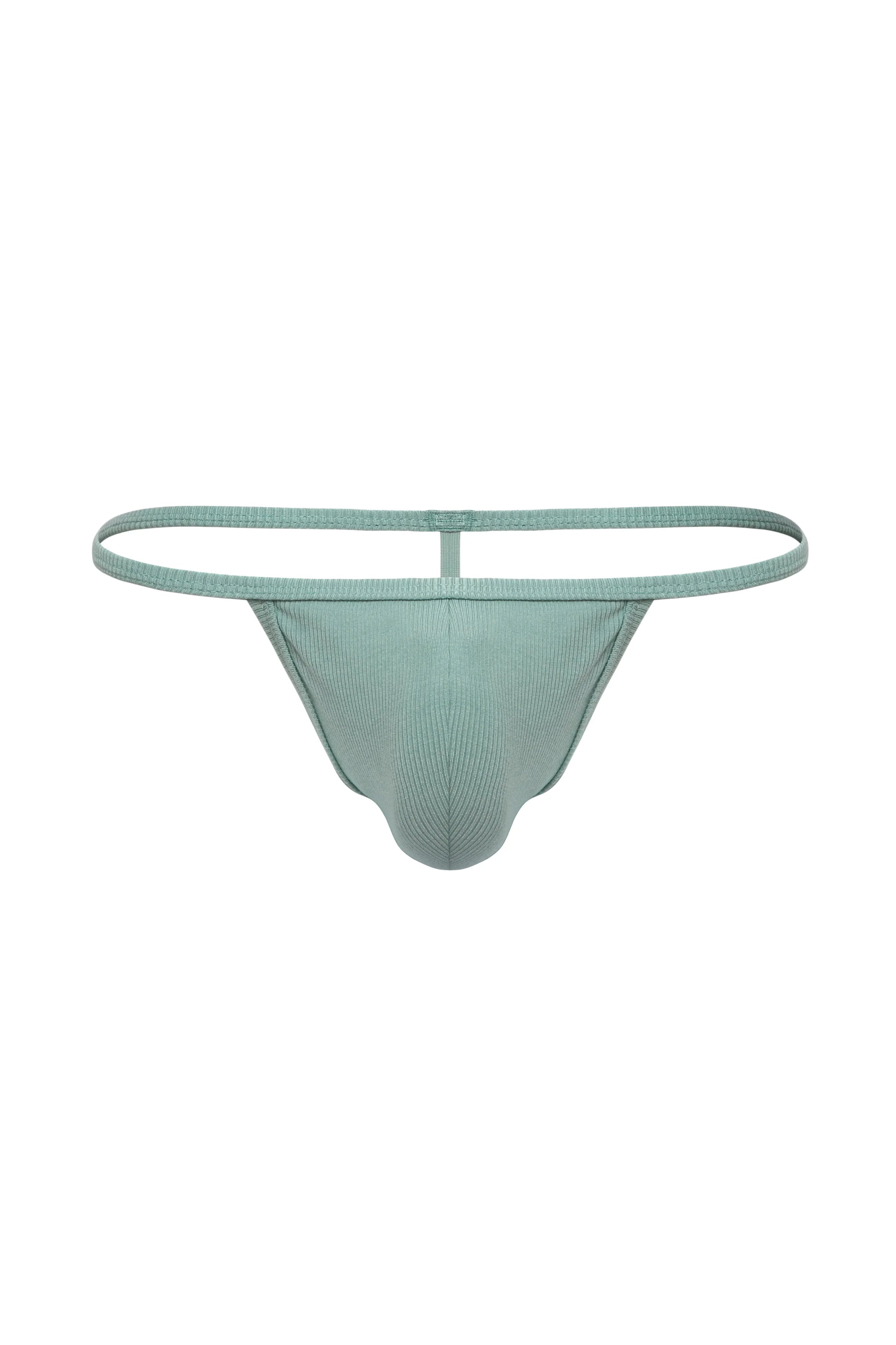 Cotton Rib T-String Thong: Grey Sage | Mens Thongs & G-Strings | Coyote ...