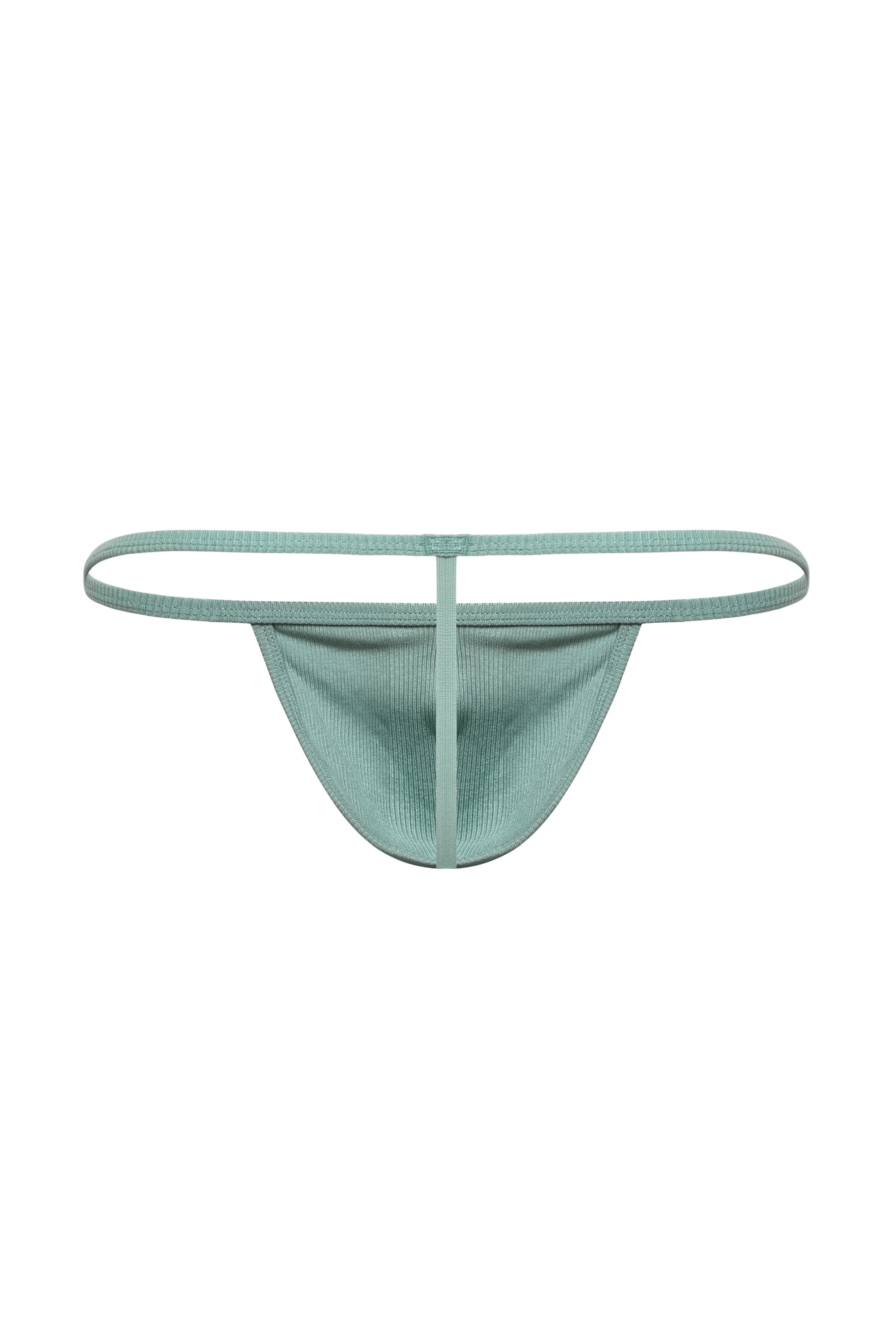 Cotton Rib T-String Thong: Grey Sage | Mens Thongs & G-Strings | Coyote ...