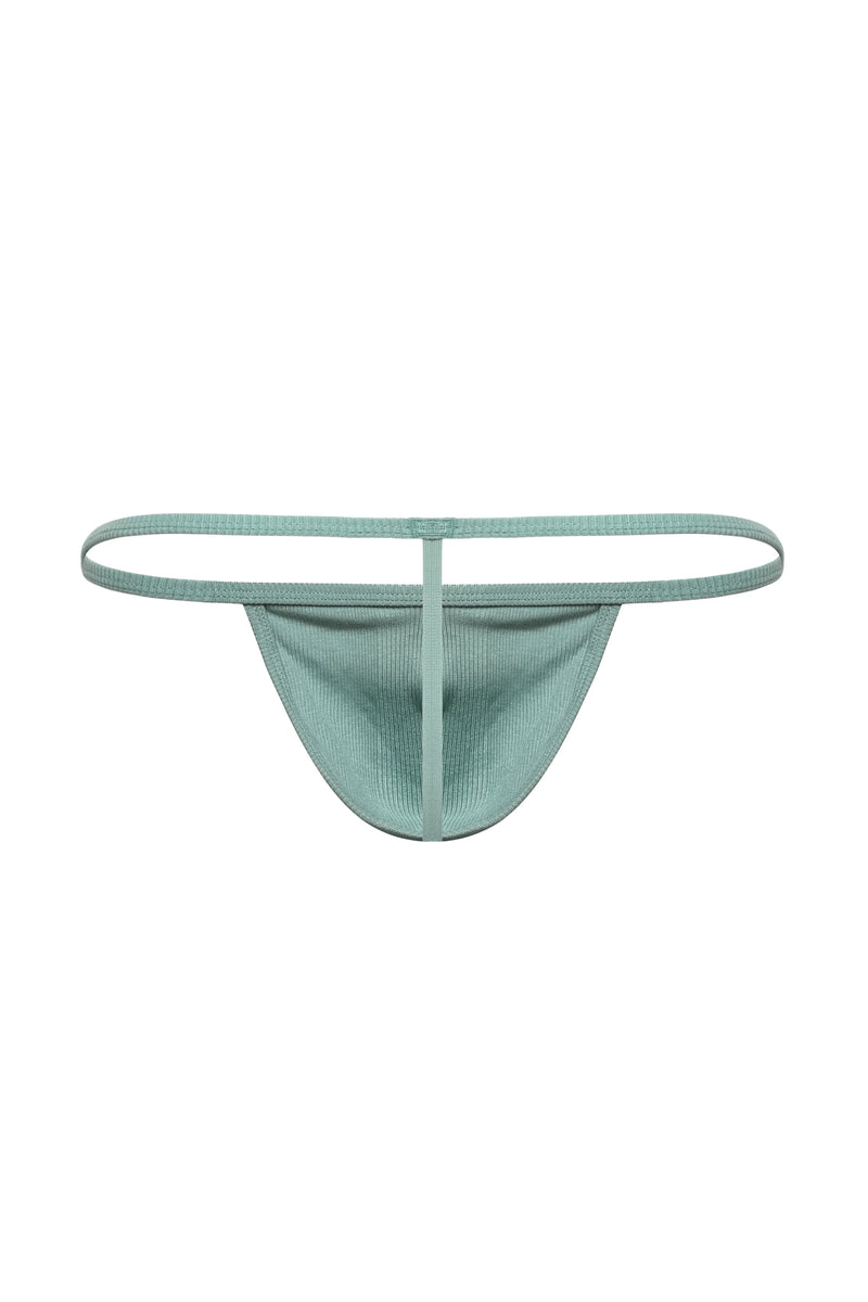Cotton Rib T-String Thong: Grey Sage | Mens Thongs & G-Strings | Coyote ...