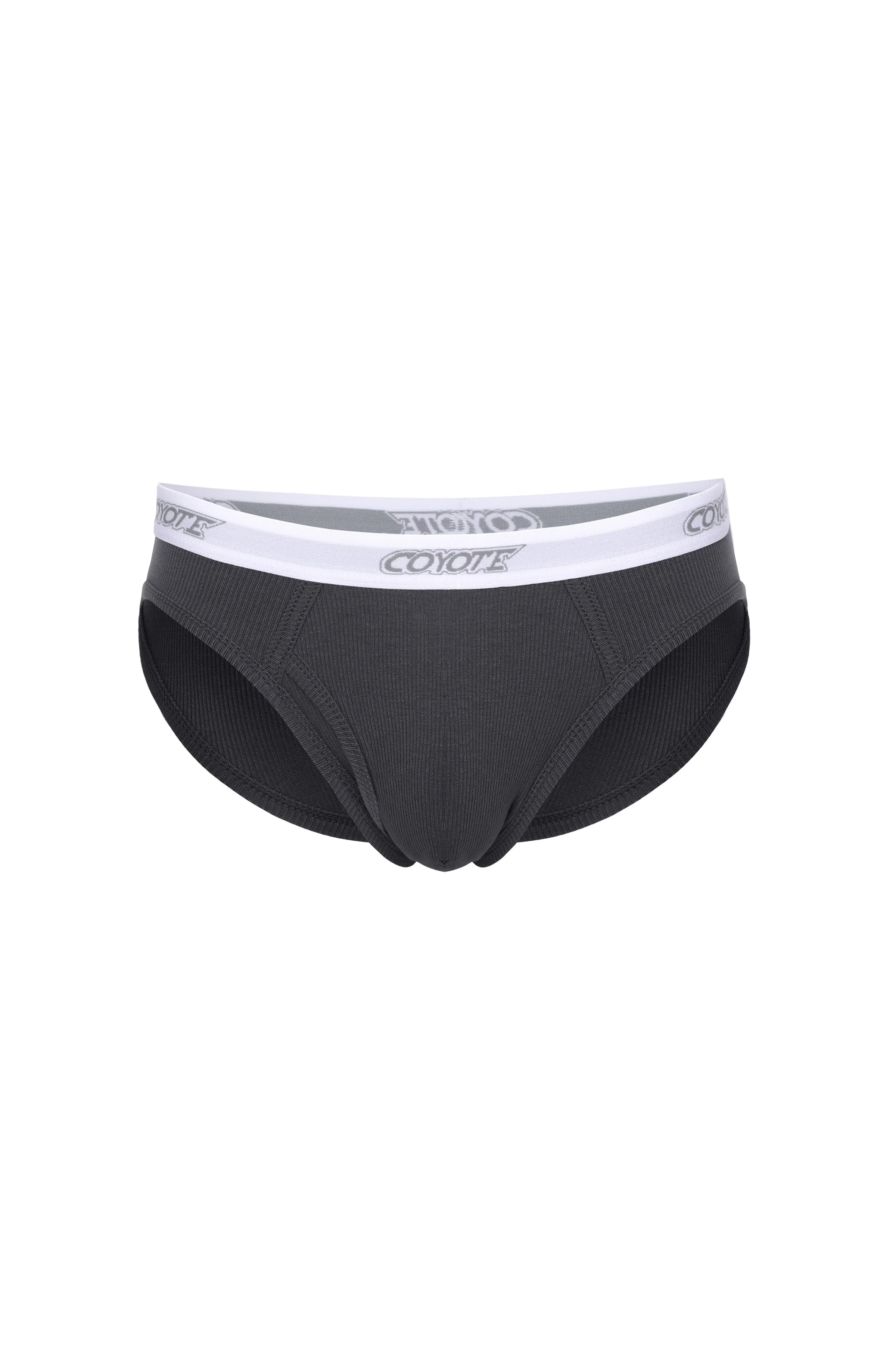 Cotton Rib Fly Front Brief: Charcoal | Mens Underwear | Coyote Jocks